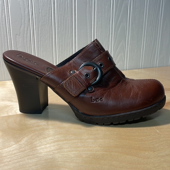 boc | Shoes | Boc Born Concept Genuine Leather Chunky Heel Mules Brown ...
